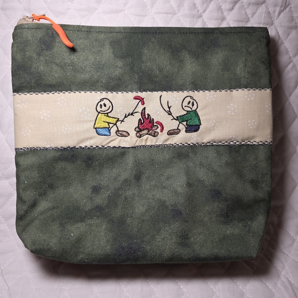 Handmade | Bags | Forest Green Toiletry Bag With Campfire Design | Poshmark